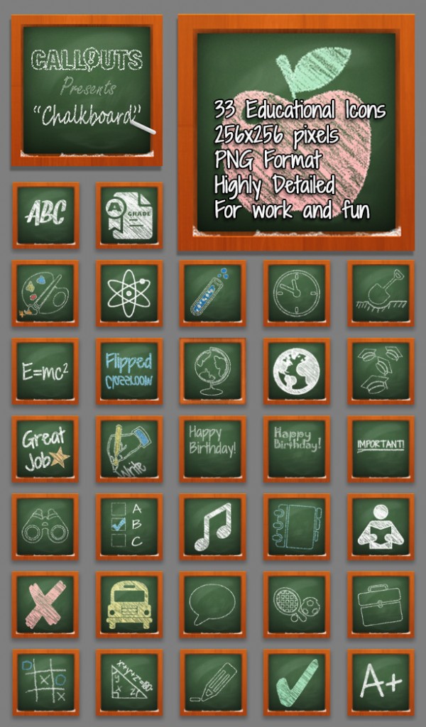 Callouts Creative Assets | Chalkboard Education Icons