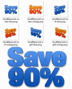 Callouts Creative Assets | 3D Advertising Graphic – Save 90 Percent