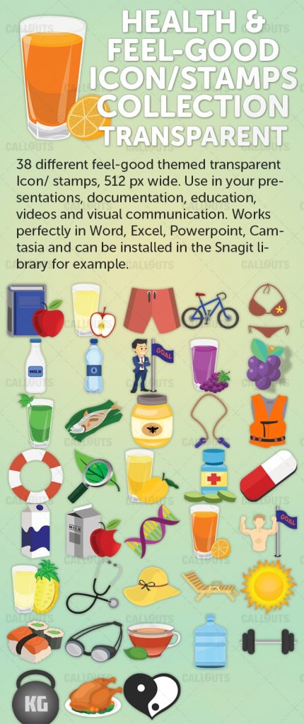 Callouts Creative Assets | Health Feel-Good Icon Stamps Collection Flat ...