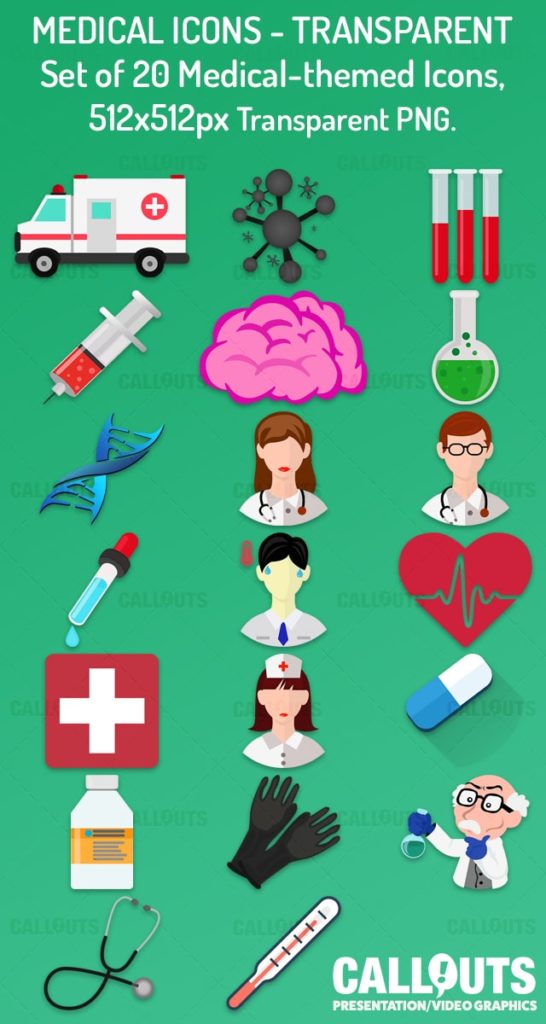 Callouts Creative Assets | Medical Theme Icons Collection Transparent ...