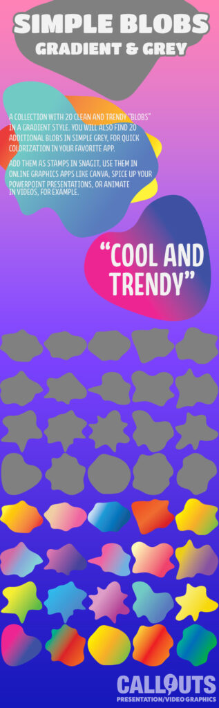 Callouts Creative Assets | Simple Blobs in Gradient and Grey