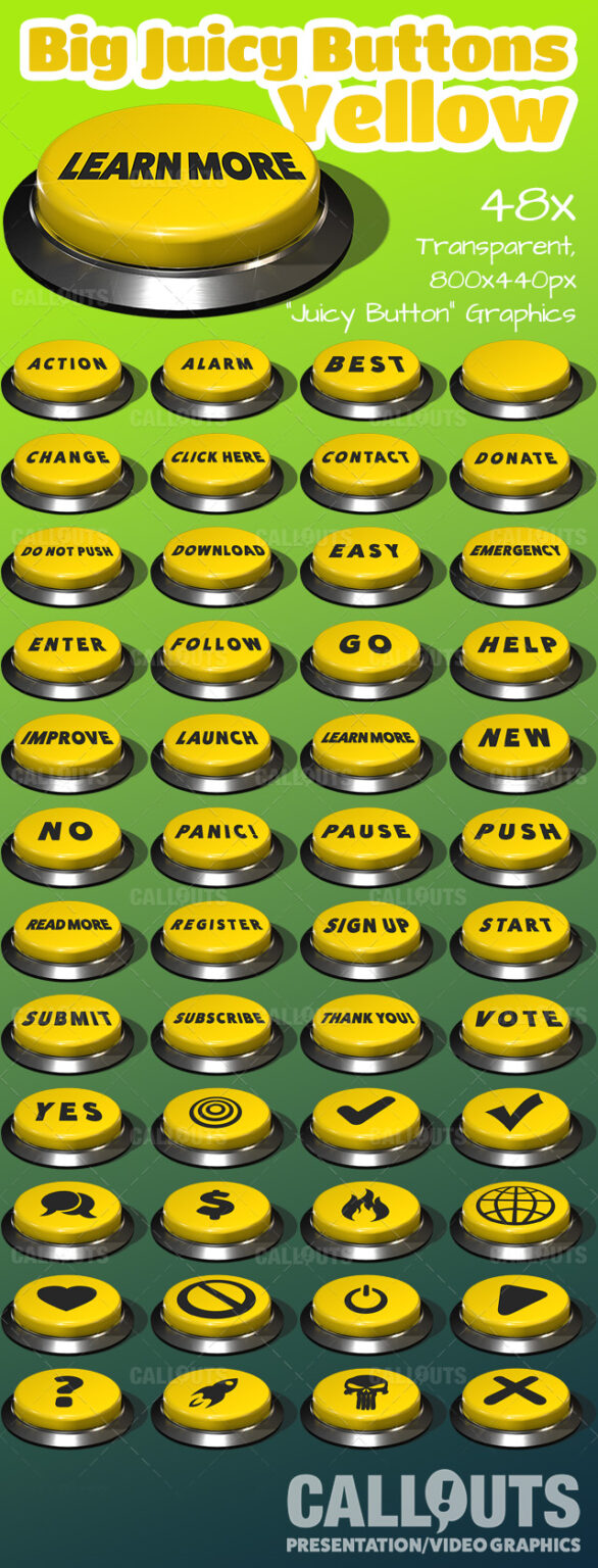 Callouts Creative Assets | Big Juicy Button – Yellow Play
